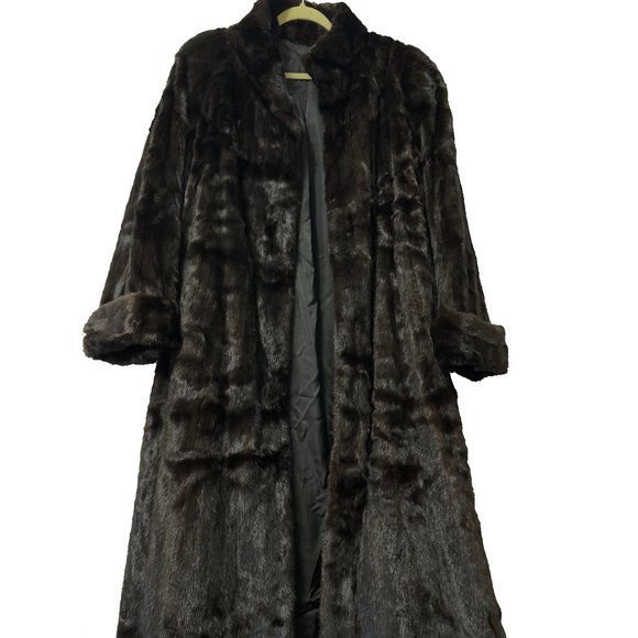 bill blass | Jackets & Coats | Womens Black Full Length Mink Fur Coat ...